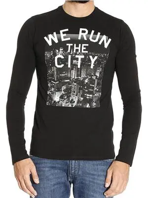 Emporio Armani Round Collar And Long-sleeved T-shirt - Black