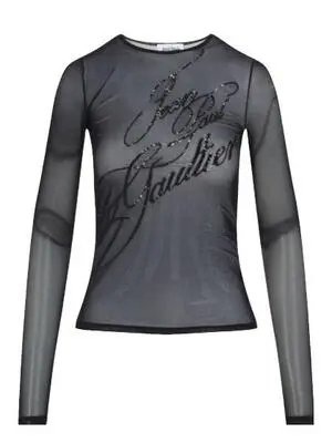 JEAN PAUL GAULTIER Sequin Embellished Long Sleeve Top - Black