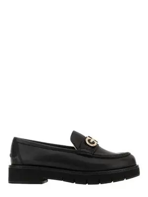FERRAGAMO Ofelia Gancini Buckled Loafers - Black