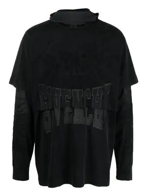Givenchy Logo-embroidered Long-sleeve T-shirt - Faded Black