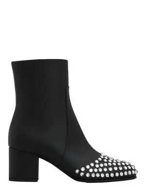 Alaïa Embellished Square Toe Low Heel Boots - Black