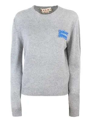 Marni Logo Patch Knitted Jumper - Gray