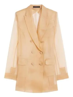 Max Mara Silk Organza Double-breasted Jacket - Camel