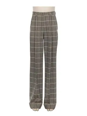 Valentino Garavani Plaid Wide Leg Trousers - Gray