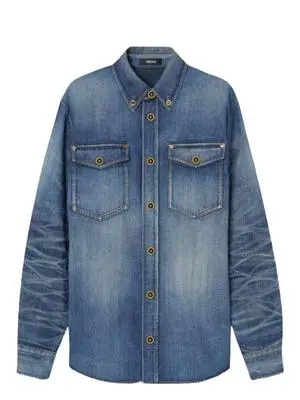 Versace Button-up Denim Overshirt - Blue