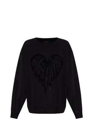 ALLSAINTS Trip Crewneck Sweatshirt With Embellished Heart Graphic - Black