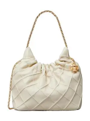 Tory Burch Fleming Drawstring Hobo Bag - Light Frost