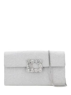 ROGER VIVIER Roger Vivier Flower Strass Buckle Clutch Bag