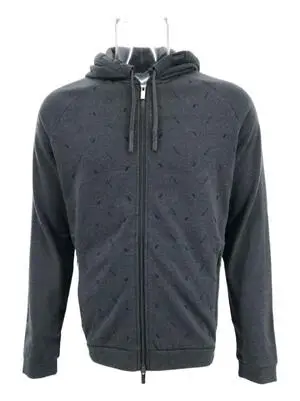 Emporio Armani Long-sleeved Zip-up Hooded Sweater - Black