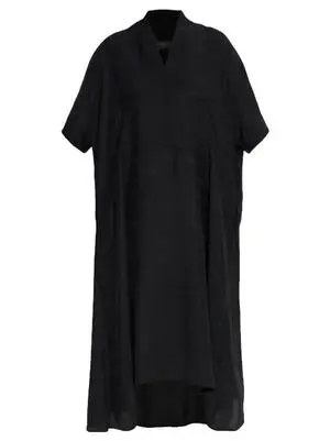 Balenciaga V-neck Midi Dress With Asymmetrical Hem - Black