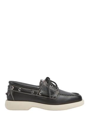 Gucci Lace-up Casual Leather Boat Shoes - Black