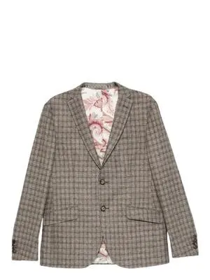 Etro Checked Blazer With Paisley Lining - Gray