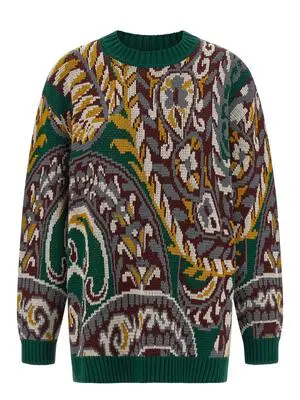 Etro Wool Paisley Jacquard Crew Neck Sweater - Multicolor