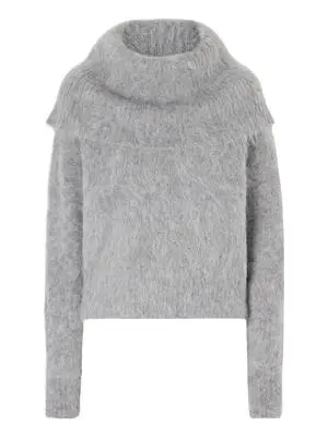 TOTEME Alpaca Wool Blend Funnel Neck Sweater - Grey