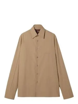 Gucci Embossed Long-sleeve Poplin Shirt - Beige