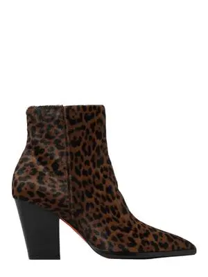 Santoni Leopard-print Block-heel Ankle Boots - Black