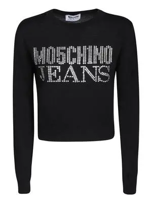 Moschino Rhinestone Embellished Wool-blend Jumper - Black