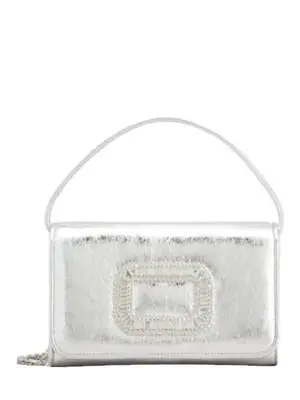 ROGER VIVIER Roger Vivier Pilgrim Embellished Micro Tote Bag Silver