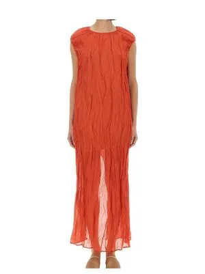 ALYSI Metallic Gauze Maxi Dress - Red