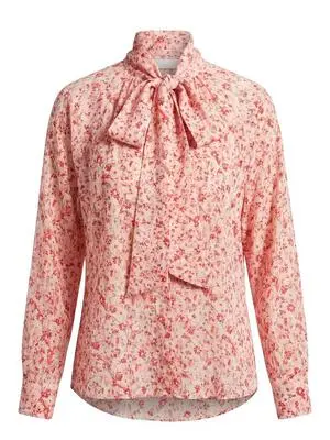 Max Mara Long-sleeved Printed Shirt With Lace-up Ties - Brown