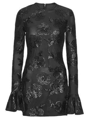 ROTATE BY BIRGER CHRISTENSEN Sequin Embroidered Mini Dress - Black