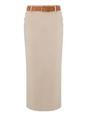 Moschino Belted Buckle Detailed Skirt - Sand Beige