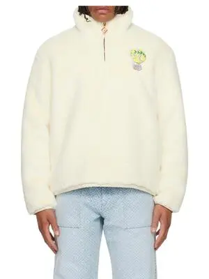 Casablanca Stand Collar Embroidered Half-zip Sweatshirt - White