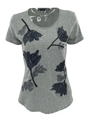 Sportmax Short Sleeve T-shirt With Graphic Detail - Gray