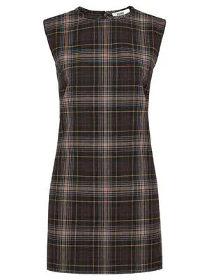 Fendi Tartan Sleeveless Mini Dress - Brown