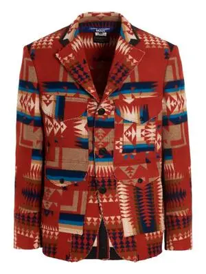 Junya Watanabe All-over Pattern Single-breasted Jacket - Red
