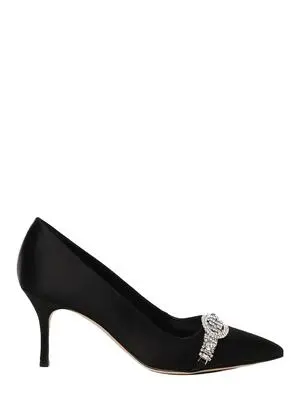 Manolo Blahnik Embellished Pointed Toe Pumps - Black