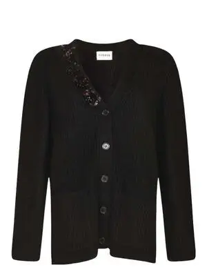 P.a.r.o.s.h Sequin Trim Buttoned Sweater - Black