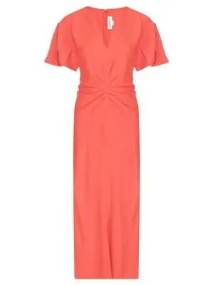 Victoria Beckham Short Sleeve Crepe Midi Dress - Orange