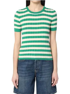 ROBERTO COLLINA Striped Ribbed T-shirt - Green