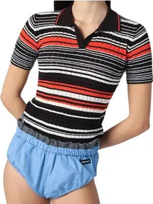 ROBERTO COLLINA Striped Knitted Polo Shirt - Multicolor