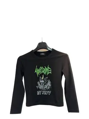 We11Done Long Sleeve Graphic Crewneck Sweater - Black