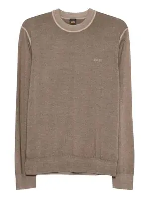 Hugo Boss Crew Neck Virgin Wool Sweater - Gray