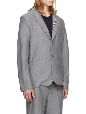 Thom Browne Rwb-stripe Button-up Jacket - Medium Gray