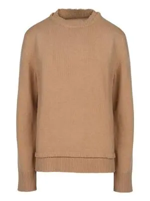 MAISON MARGIELA Ribbed Crew Neck Sweater With Elbow Patches - Nude