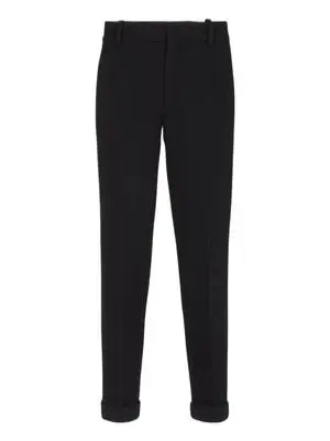 Balmain Crepe Tailored Straight-leg Trousers - Black