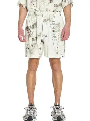 Balenciaga Printed Pyjama Shorts - White