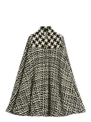 Valentino Garavani Houndstooth Pattern Cape - Black