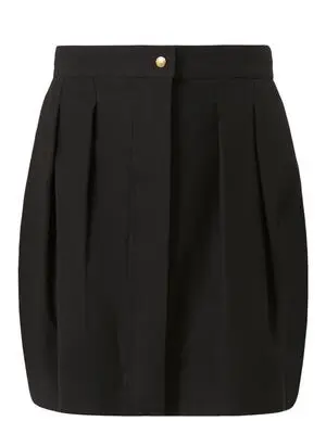 Max Mara Pleated Cotton Twill Skirt - Black