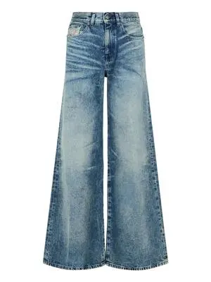 DIESEL® Logo Patch Wide-leg Jeans - Lightblue