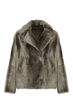YVES SALOMON Yves Salomon Double-Breasted Faux Fur Jacket No
