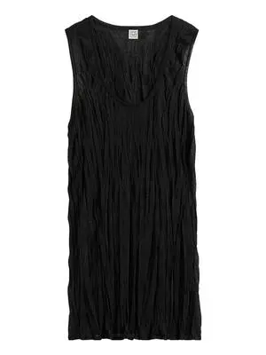TOTEME Crinkled Knit Tank Top - Black