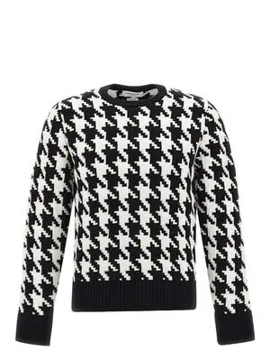 Thom Browne Houndstooth Jacquard Pullover - Black