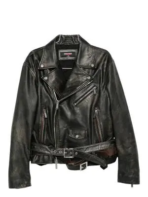 Dsquared2 Zip-up Belted Biker Jacket - Black