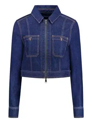 Veronica Beard Fitted Long Sleeve Denim Jacket - Blue
