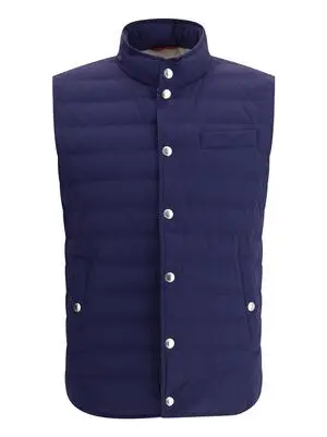 Brunello Cucinelli High-neck Quilted Gilet - Blue